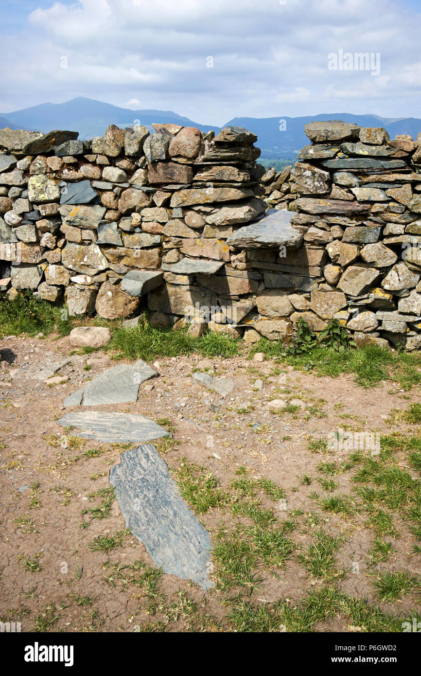 lake district slate stone stile through dry stone wall underskiddaw ...