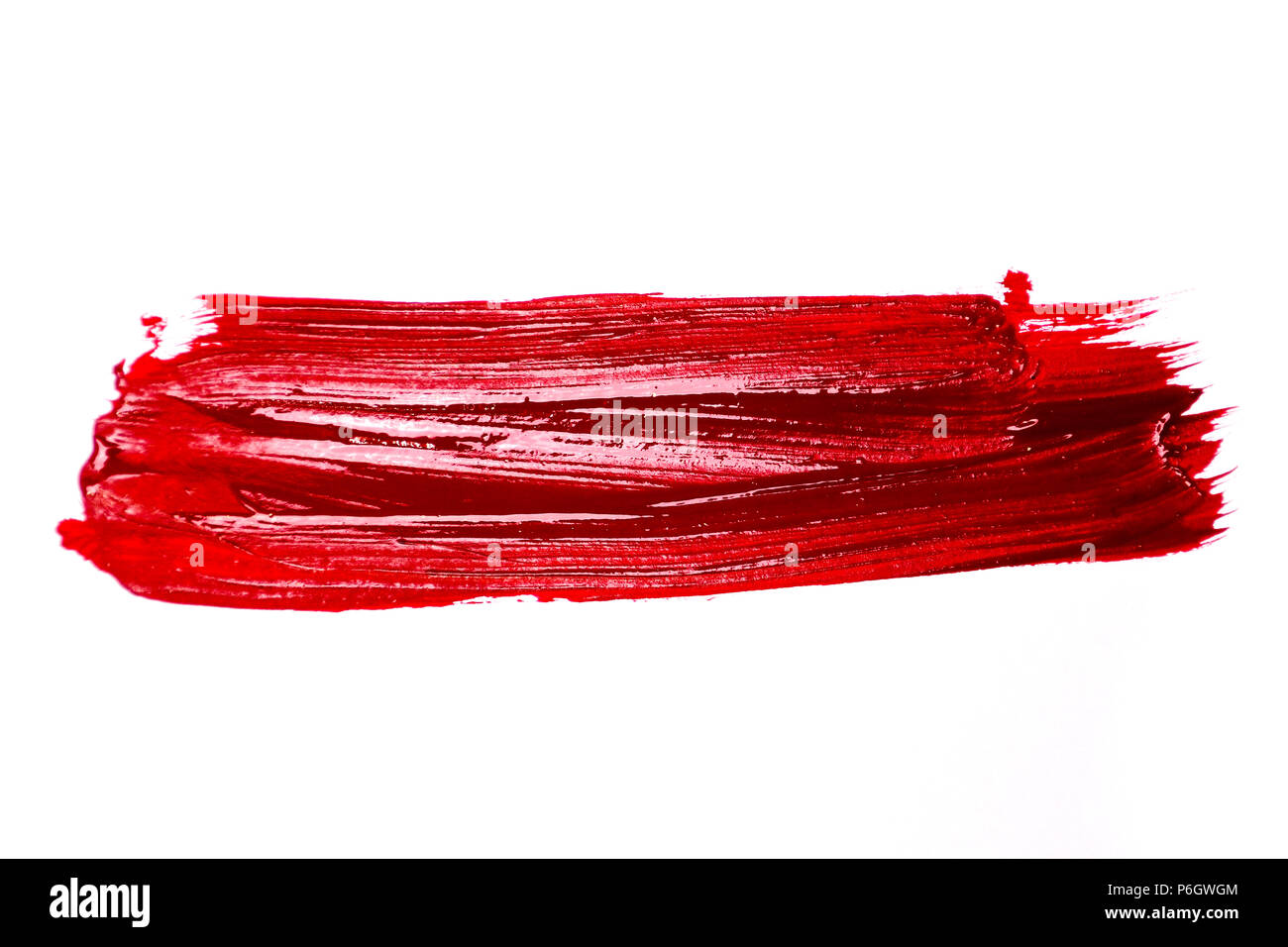 Red color lipstick stroke on white background Stock Photo - Alamy