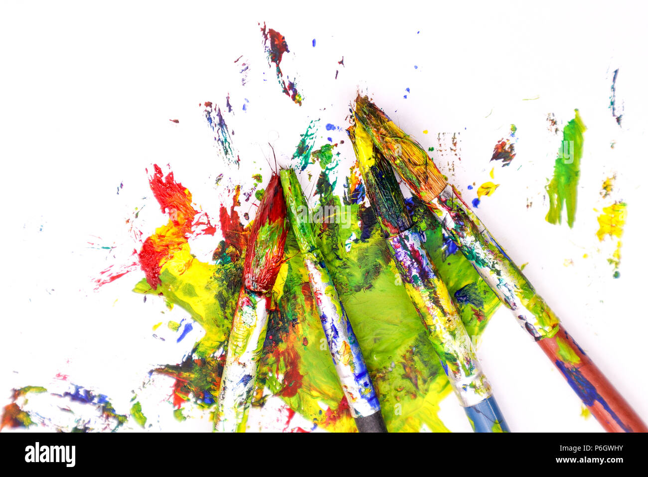 Colorful Paint Brushes with the Colors Stock Photo - Alamy