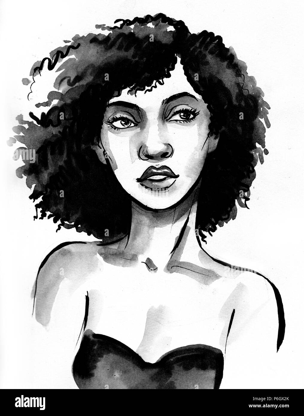Black Woman Afro Sketch