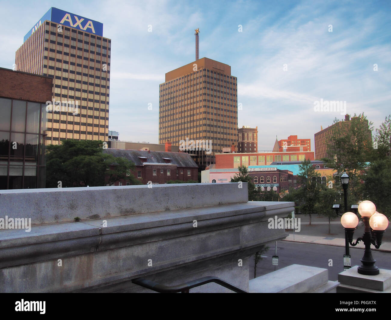 Syracuse, New York, USA. July 1, 2018. View of The AXA Towers, once ...