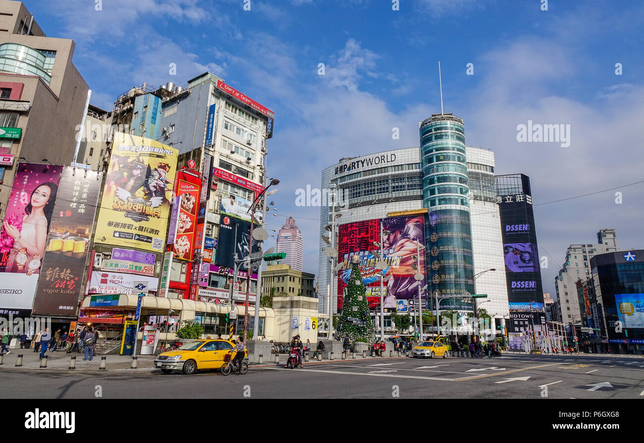 Taipei, Taiwan - Dec 23, 2015. Main street of Taipei, Taiwan. Taipei ...