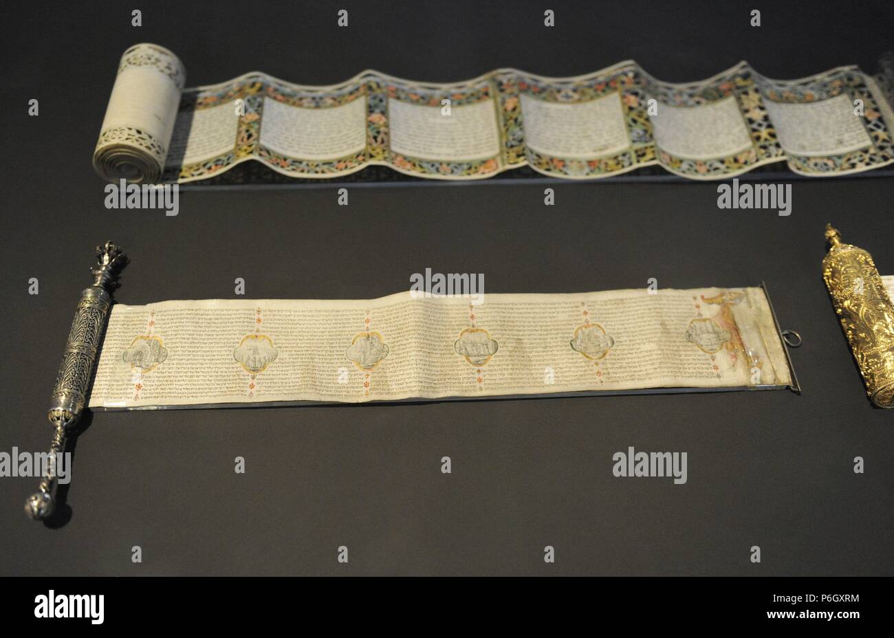 Scroll of Esther with miniature illustrations in a silver case. By the ...