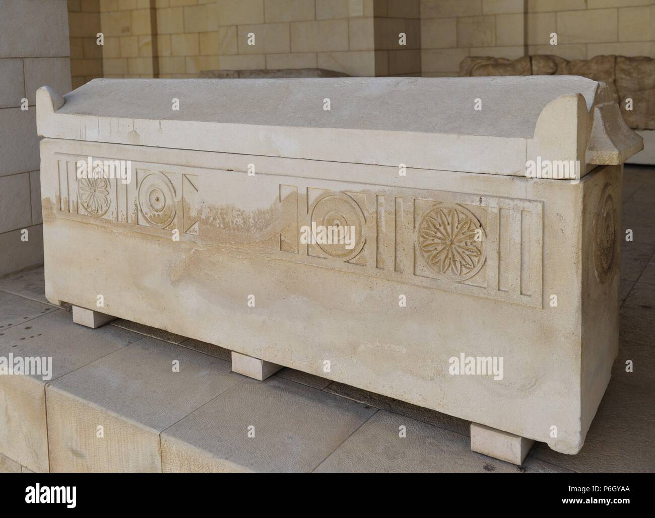 Sarcophagus. Chalk. It comes form Ar'ar. Roman period. 2nd-3rd century ...
