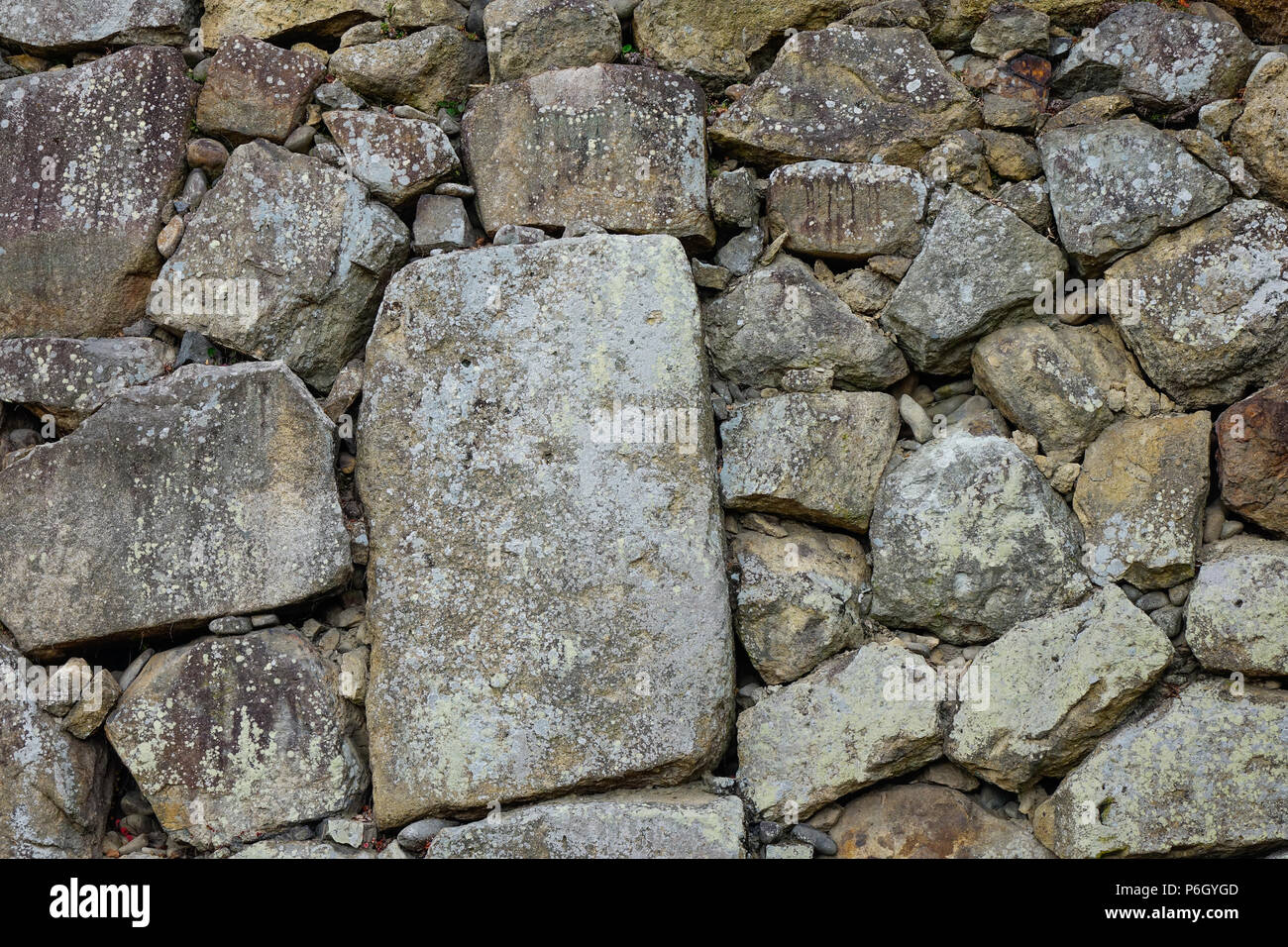 Stone wall of ancient castle in Himeji, Japan Stock Photo - Alamy