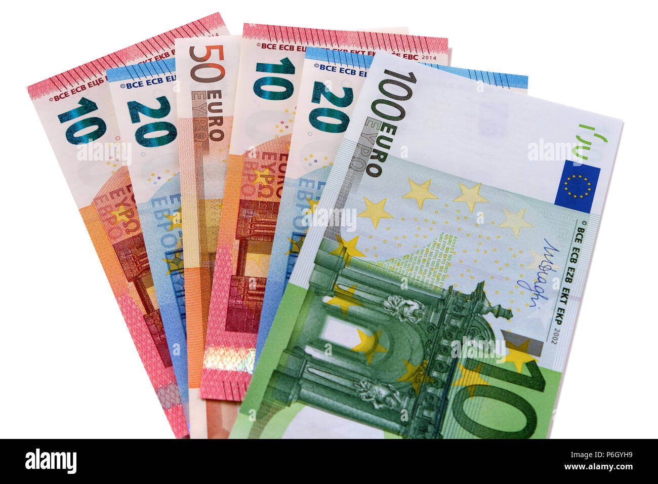 Various Euros isolated Stock Photo - Alamy