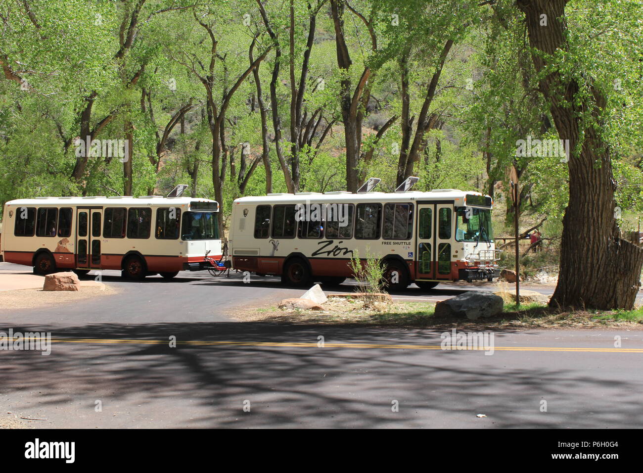 Zion national park shuttle bus Stock Photo - Alamy