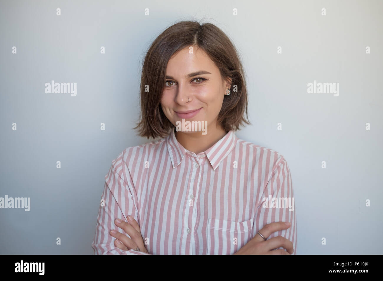 Close up portrait of smiling european woman Stock Photo - Alamy