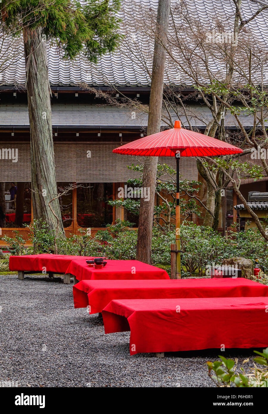 Outdoor teahouse in Kyoto, Japan. Kyoto was the capital of Japan for ...