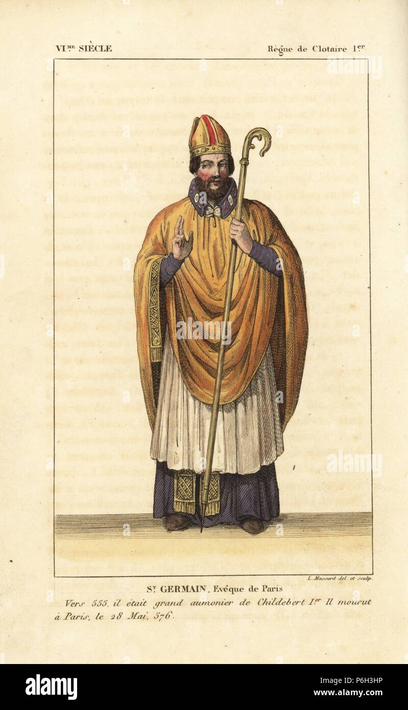 Saint Germain, Bishop of Paris, c. 496–576). He wears a gem-encrusted ...