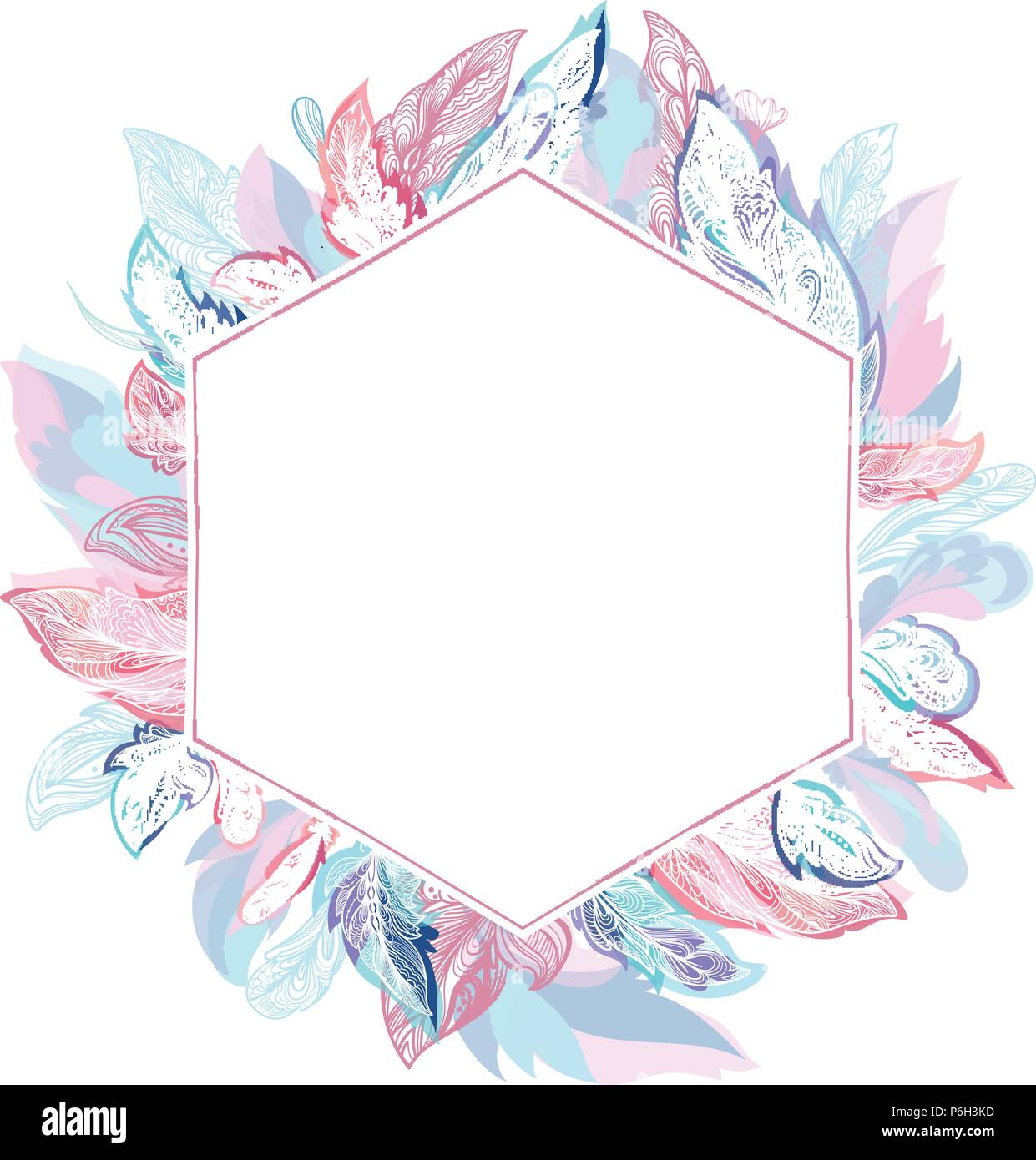 Vector boho tribal card invitation template with ornamental decorative ...