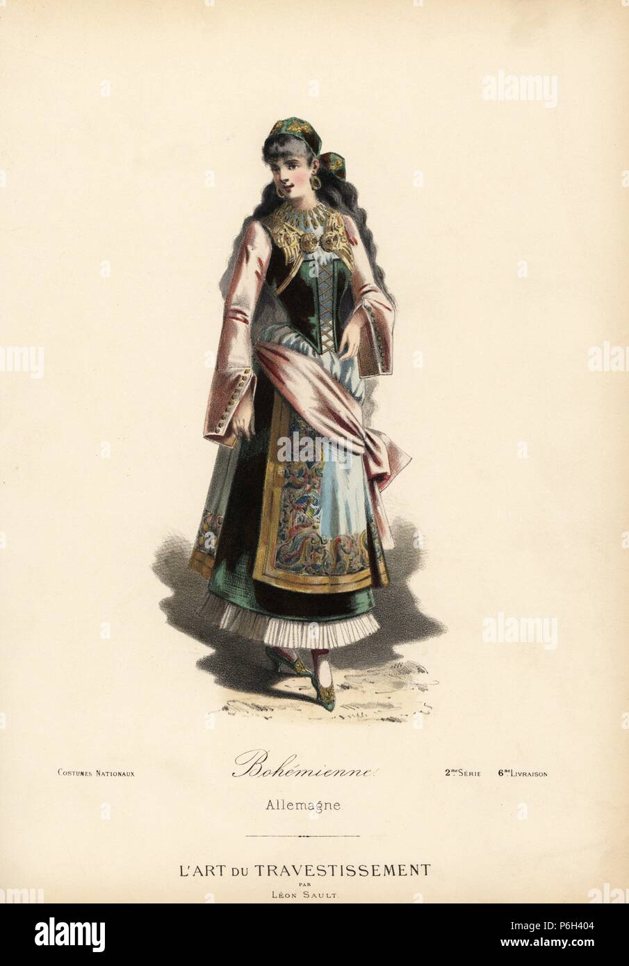 Woman of Bohemia, Germany, 19th century. Handcoloured lithograph after ...
