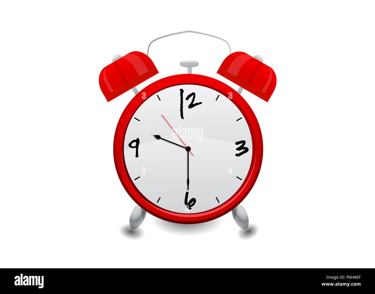 Red alarm clock isolated on white background, vector, eps 10 Stock ...