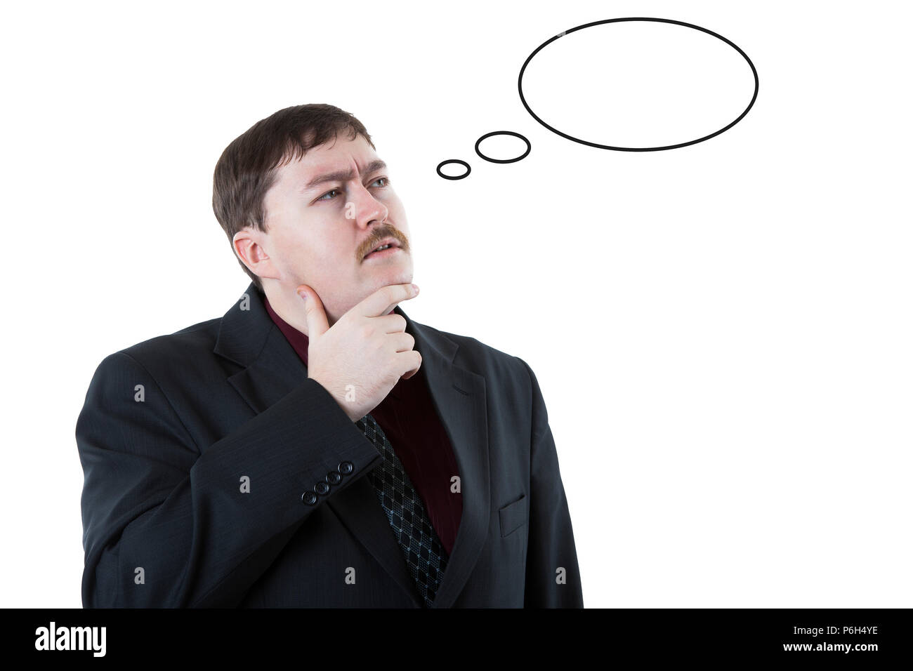 portrait of a man thinking about on a white background Stock Photo - Alamy