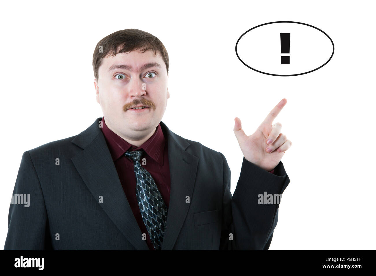 portrait of a man thinking exclamation on a white background Stock ...
