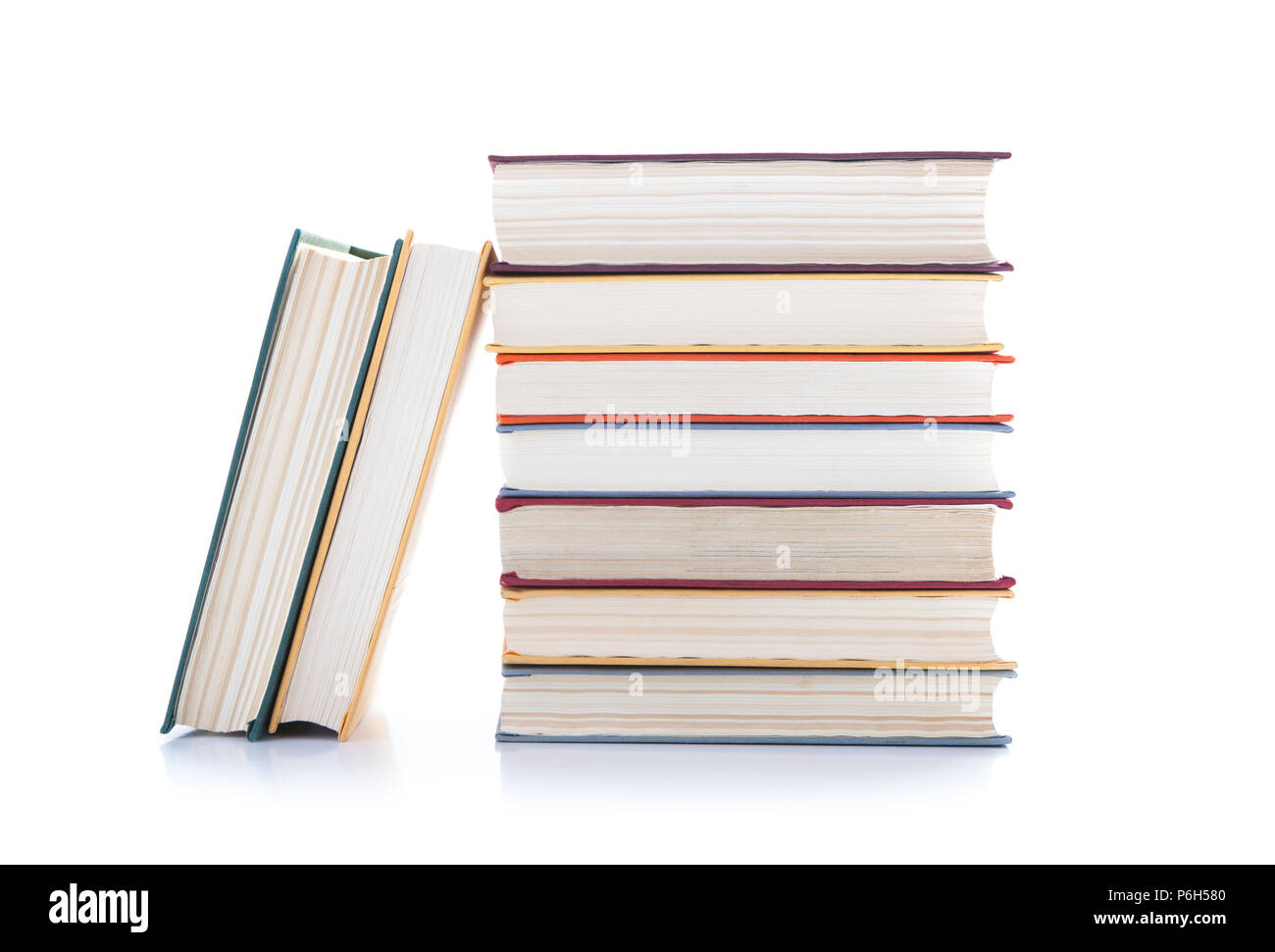 stack of books on white background Stock Photo - Alamy