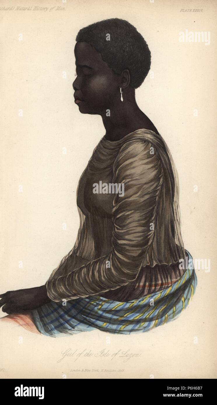 Girl of the Island of Luzon, Philippines. She wears earrings, a ...