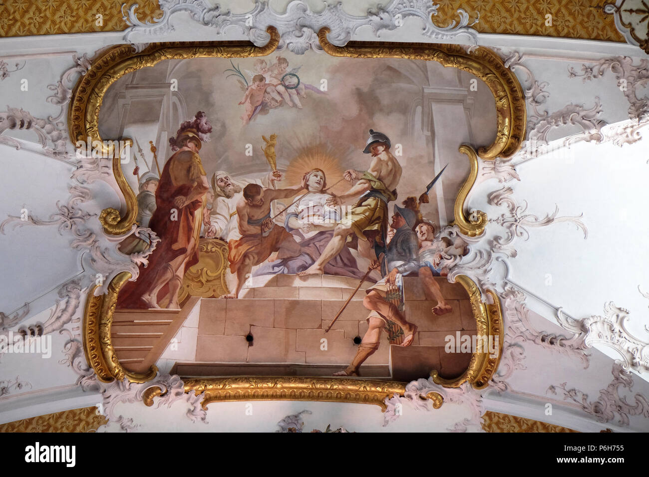 The martyrdom of St. Beatrix fresco by Matthaus Gunther in Benedictine ...