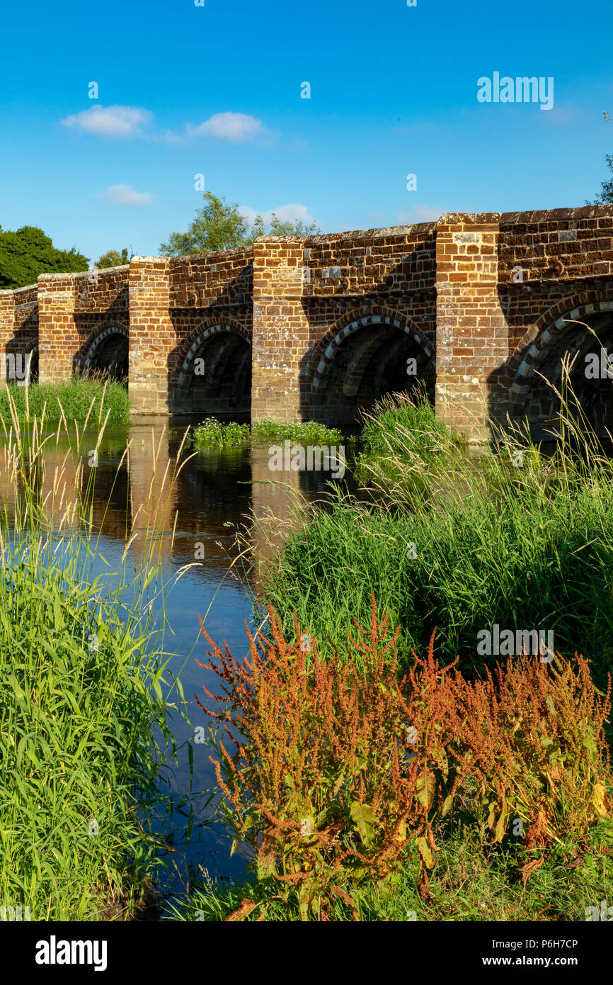 Sturminster Marshall Dorset England June 30, 2018 Old stone bridge ...
