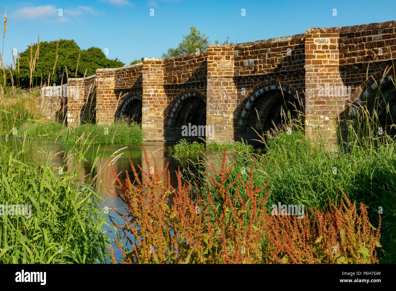 Sturminster Marshall Dorset England June 30, 2018 Old stone bridge ...