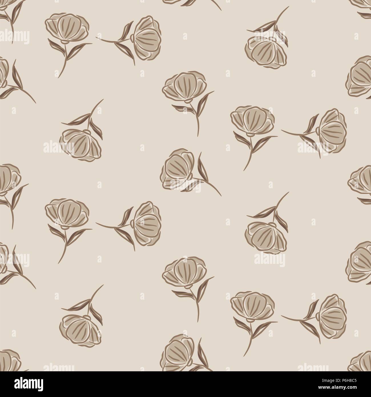 Simple brown flower pattern vector design Stock Vector Image & Art - Alamy