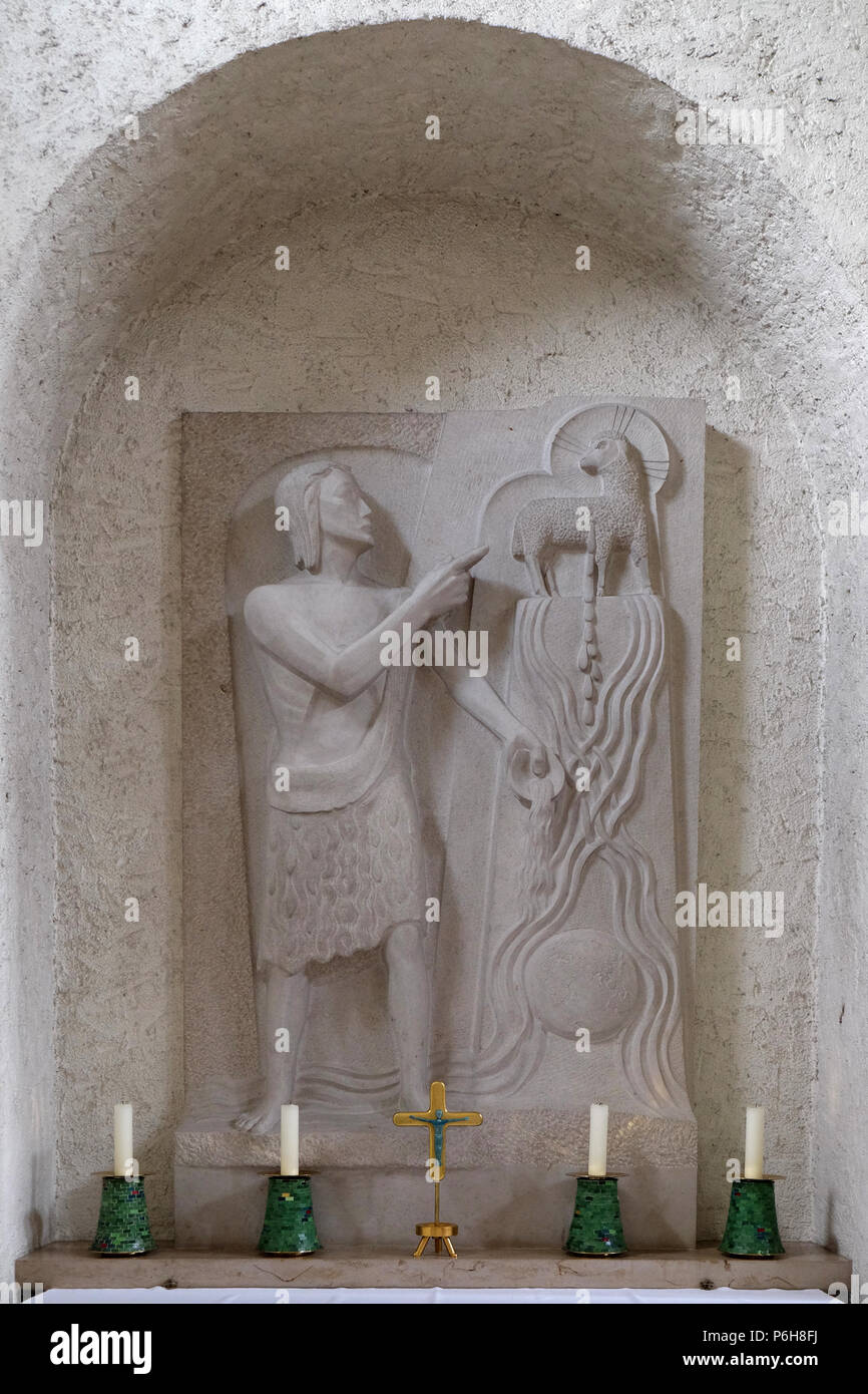 Saint John the Baptist, altar in Munsterschwarzach Abbey, Benedictine ...