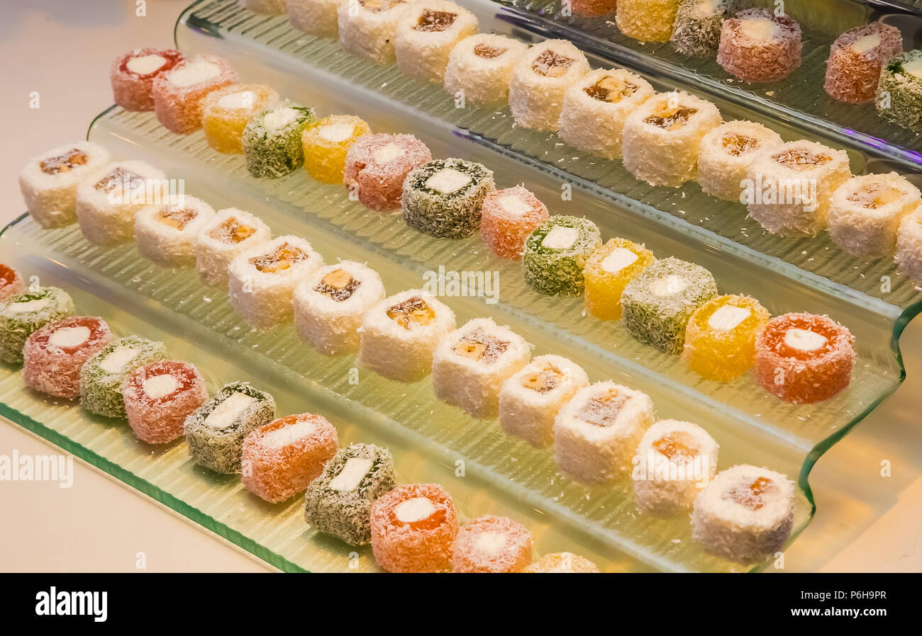 Small sweet colorful fruity desserts for catering at gala dinner ...