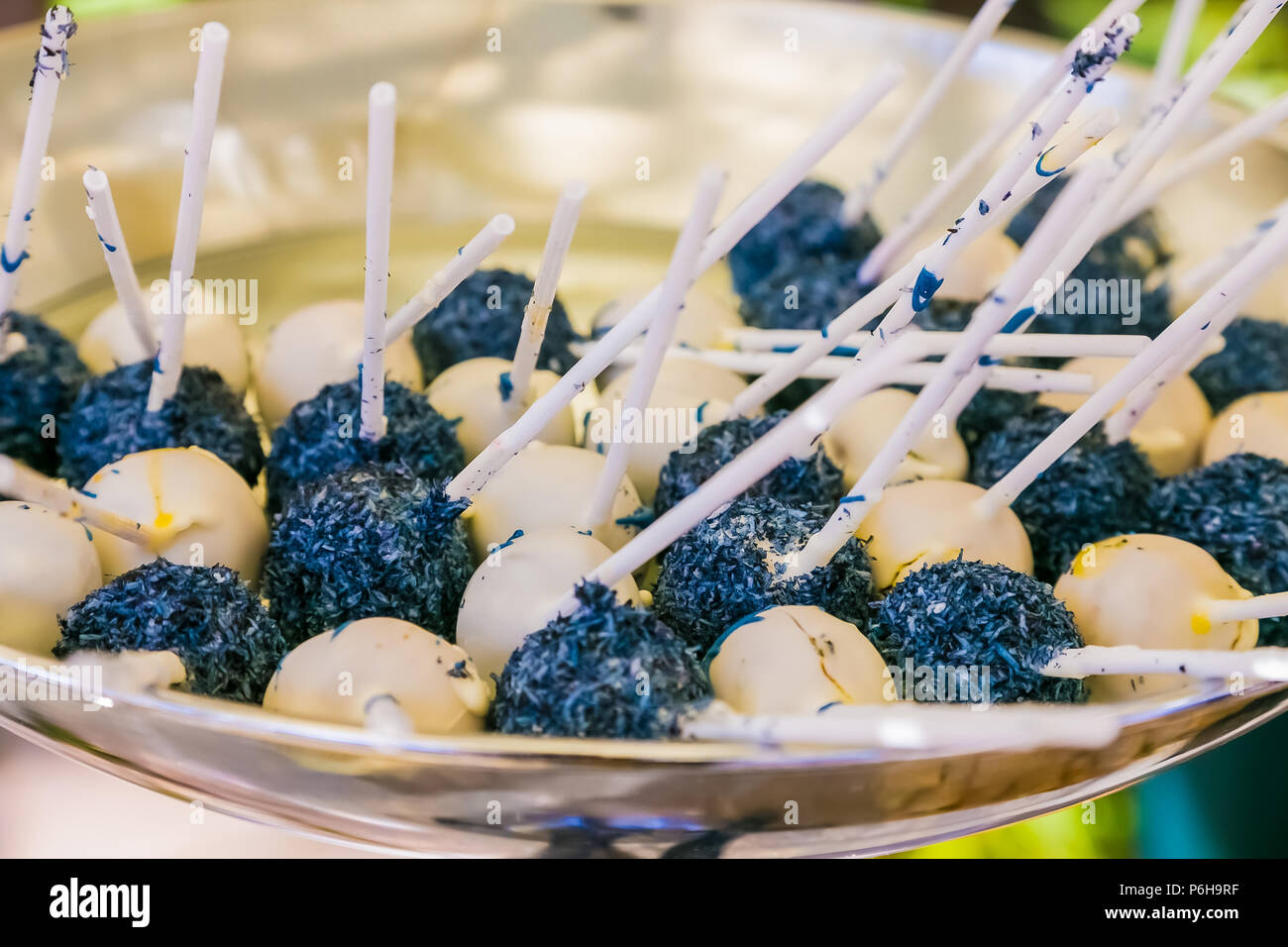 Blue and White lollipops for catering at gala dinner banquet event ...