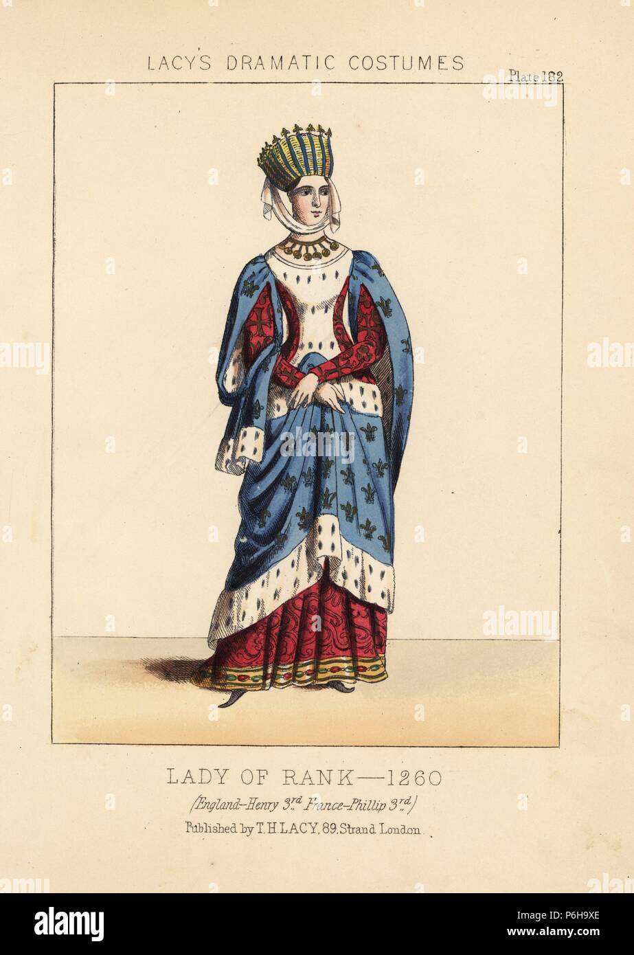 Lady of rank, reign of Henry III/Phillip III, 1260. She wears a tall ...