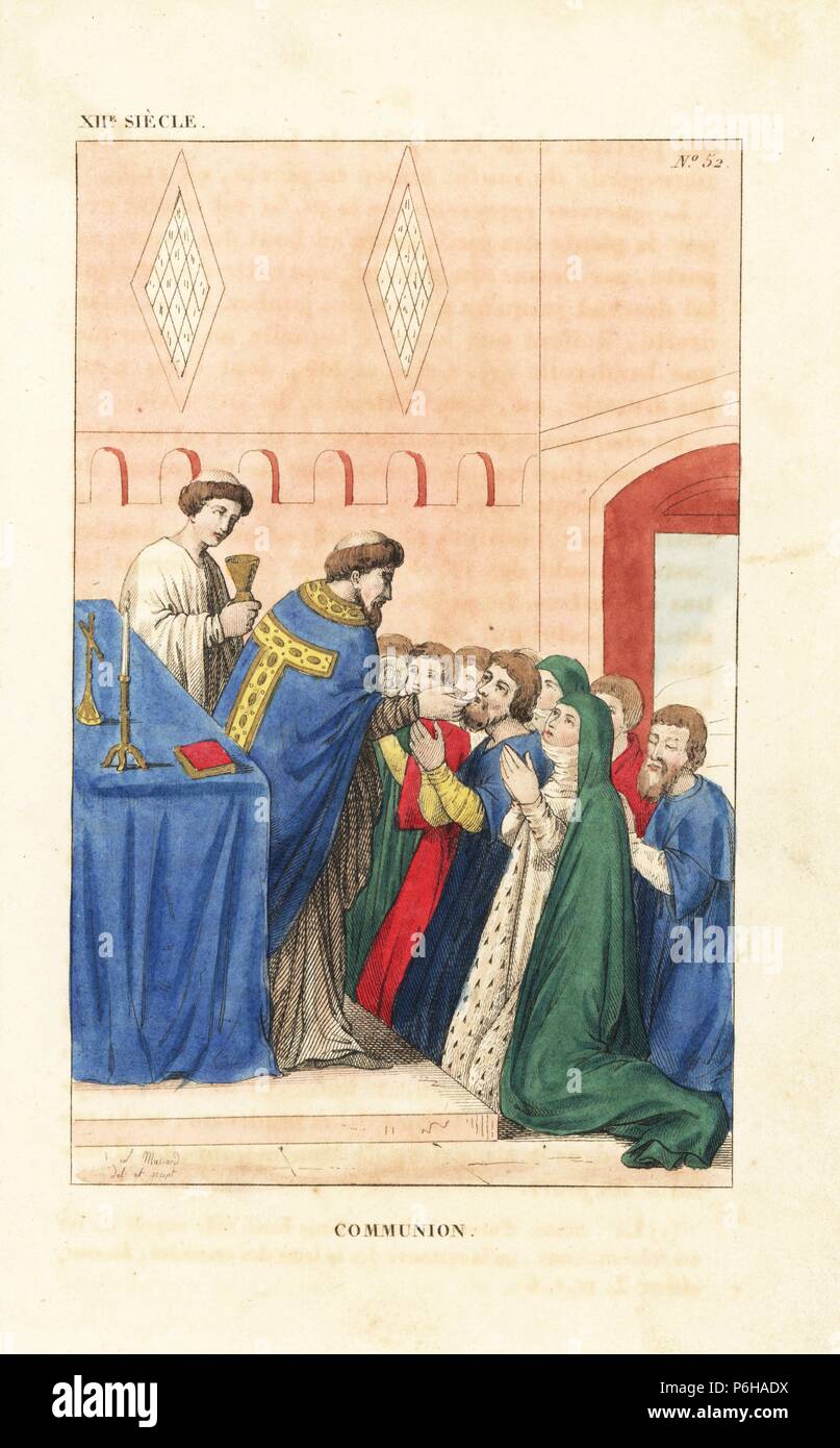 Communion at mass engraving hi-res stock photography and images - Alamy