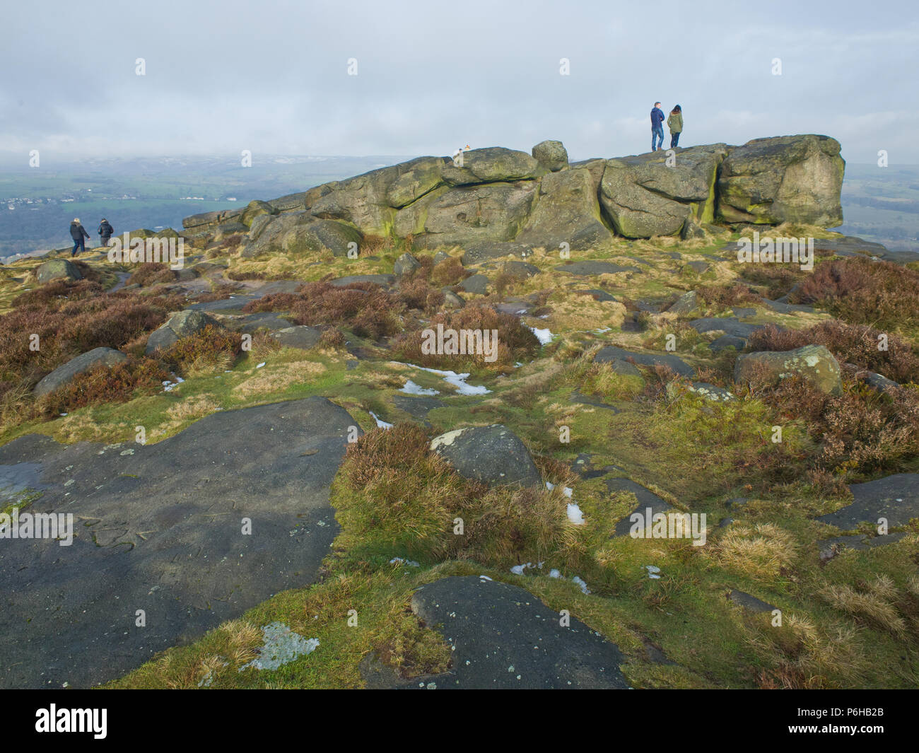 Cow and calf rocks ilkley moor winter hi-res stock photography and ...