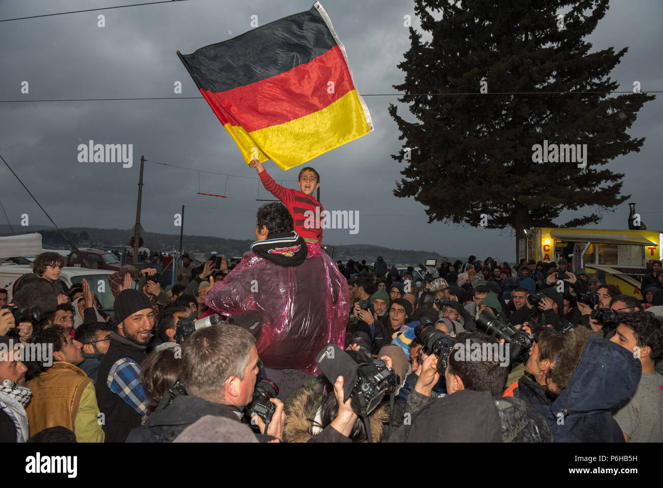 Idomeni refugee camp flag hi-res stock photography and images - Alamy