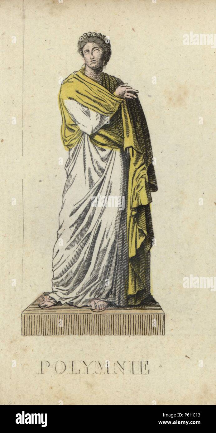 Polyhymnia, Greek muse of hymns, dressed in veils and wreath ...