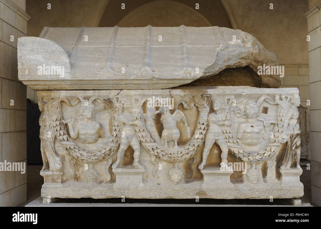 Garland sarcophagus. Marble. Tel Mevorah. Roman period, 3rd century CE ...