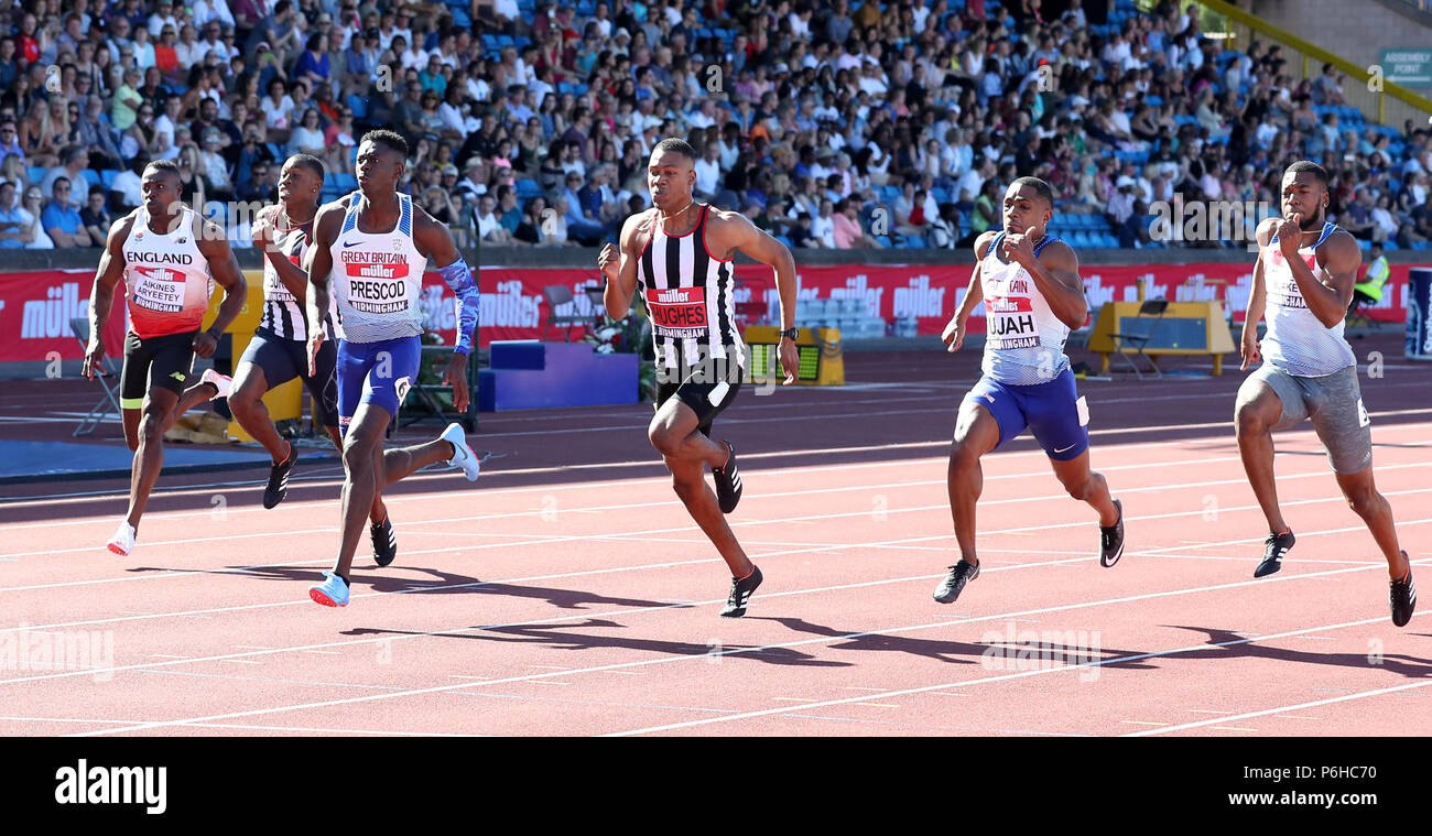 Great Britain's Reece Prescod (third left) wins The Men's 100m Final ...