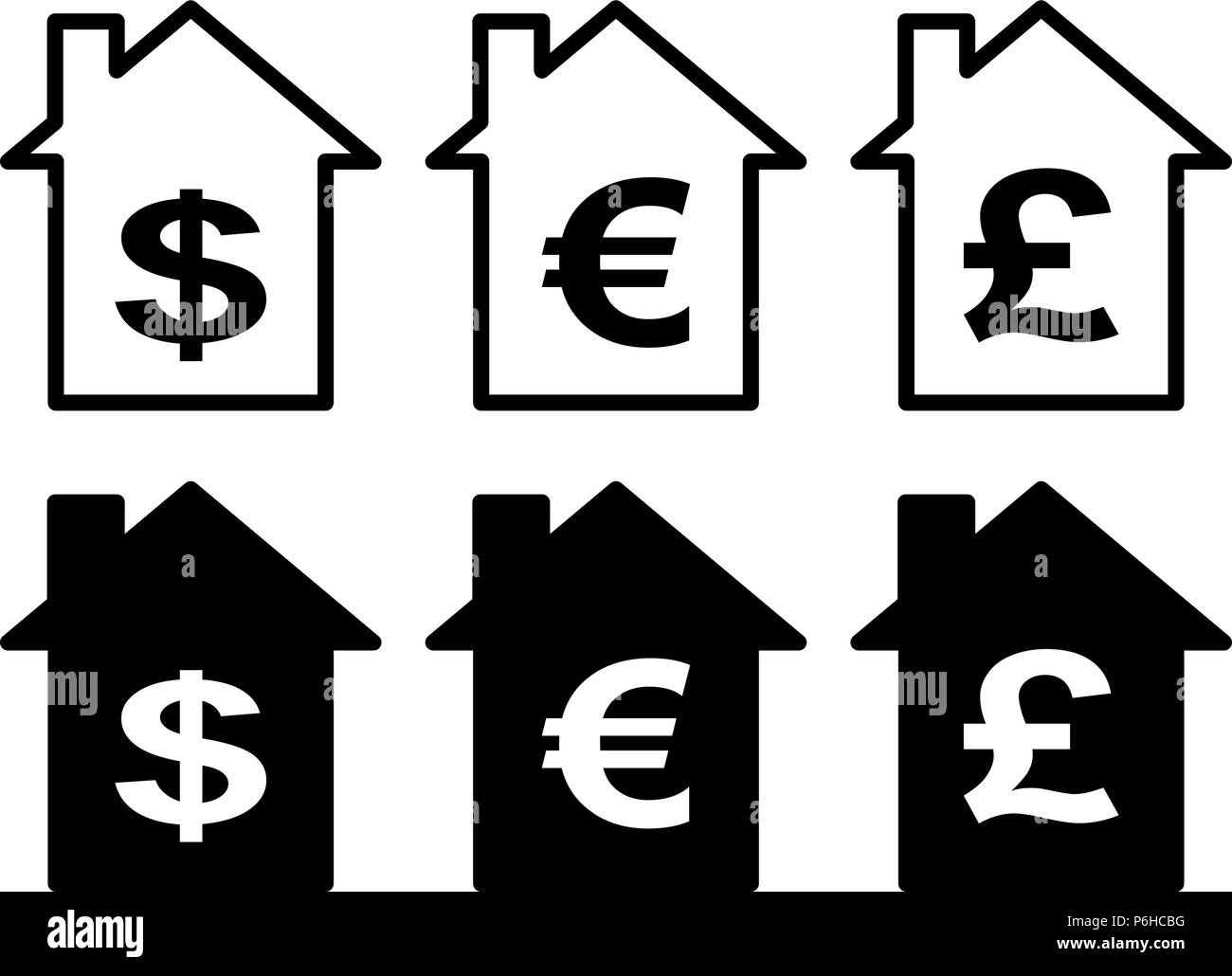 Icon set - Home with money symbols - Vector Stock Vector Image & Art ...