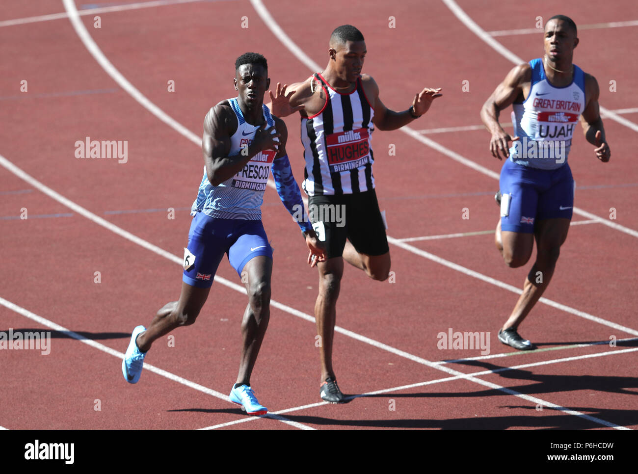 Great Britain's Reece Prescod (left) wins The Men's 100m Final during ...