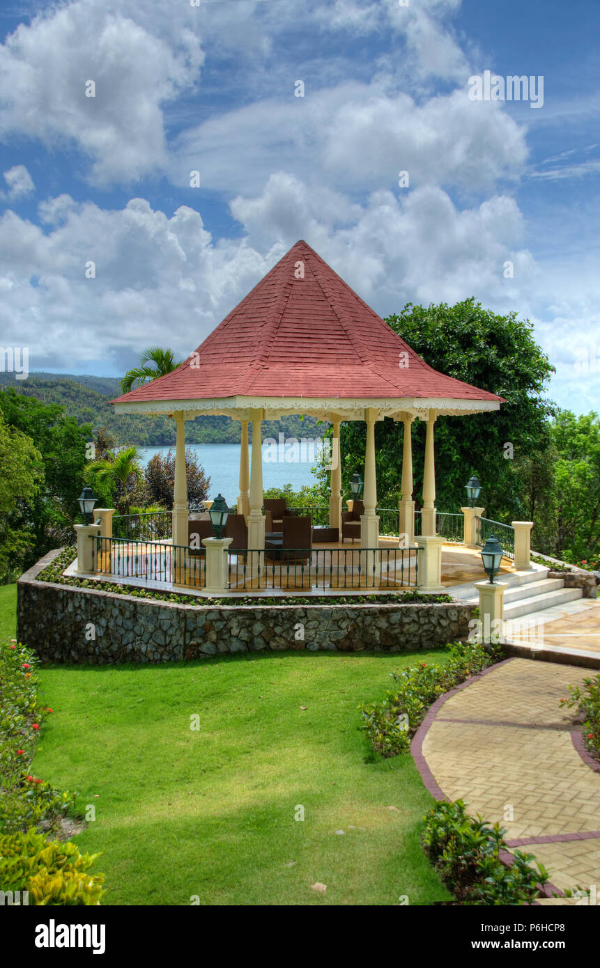 Small pavillion with clouds on the sky and ocean behind Stock Photo - Alamy