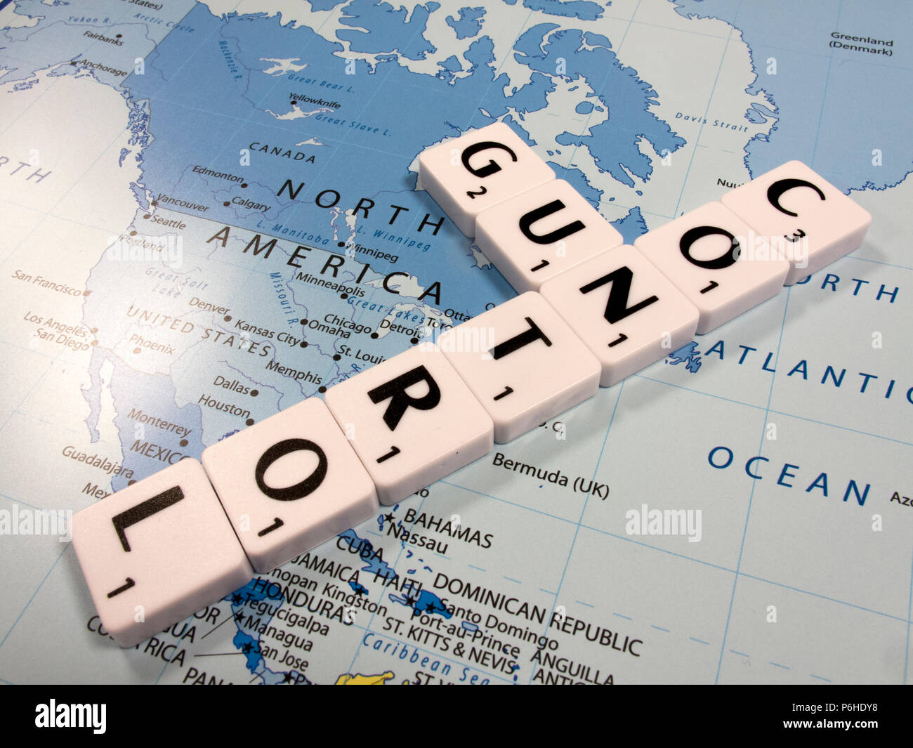 representation of gun control in the United States of America with USA ...