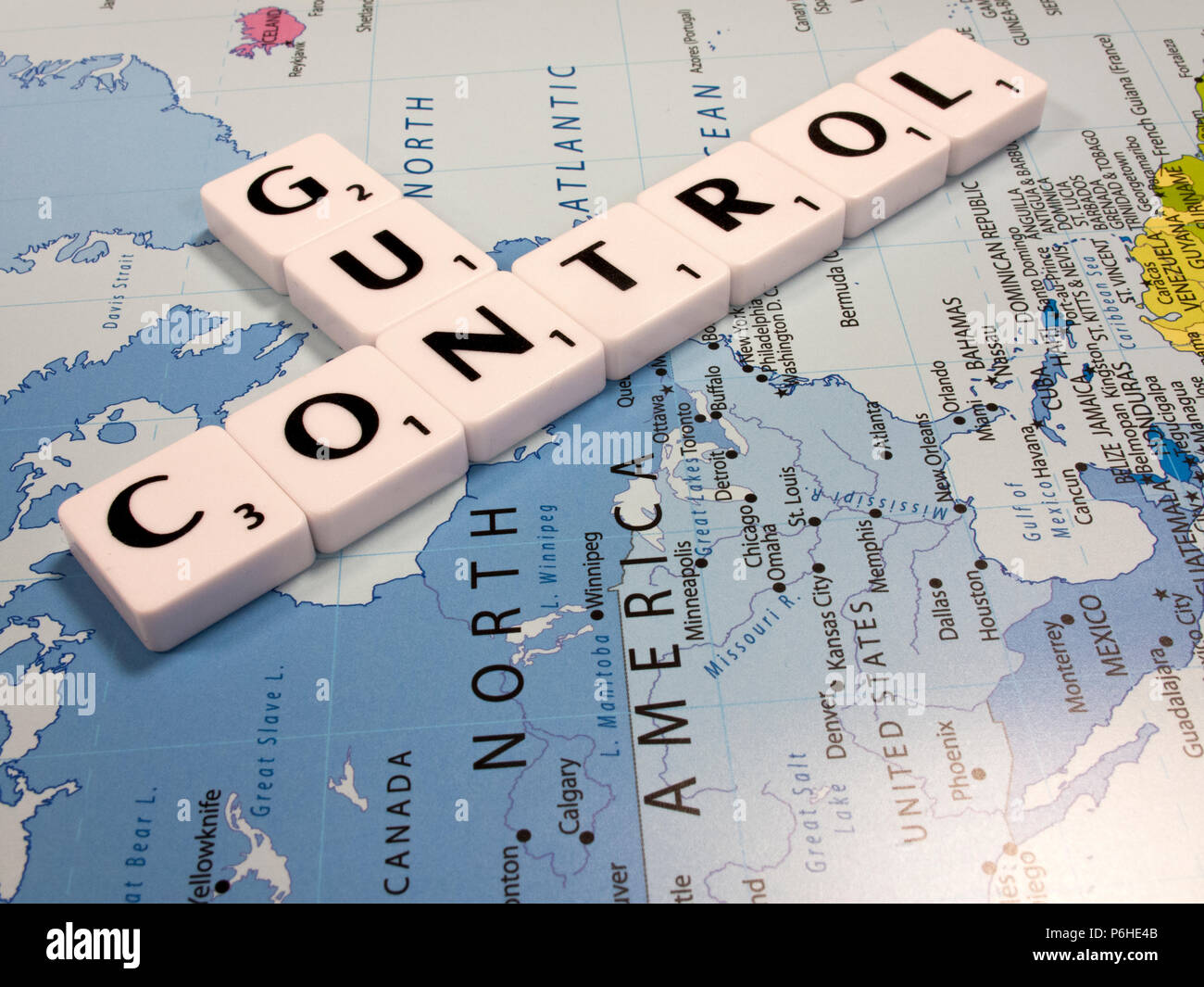 representation of gun control in the United States of America with USA ...