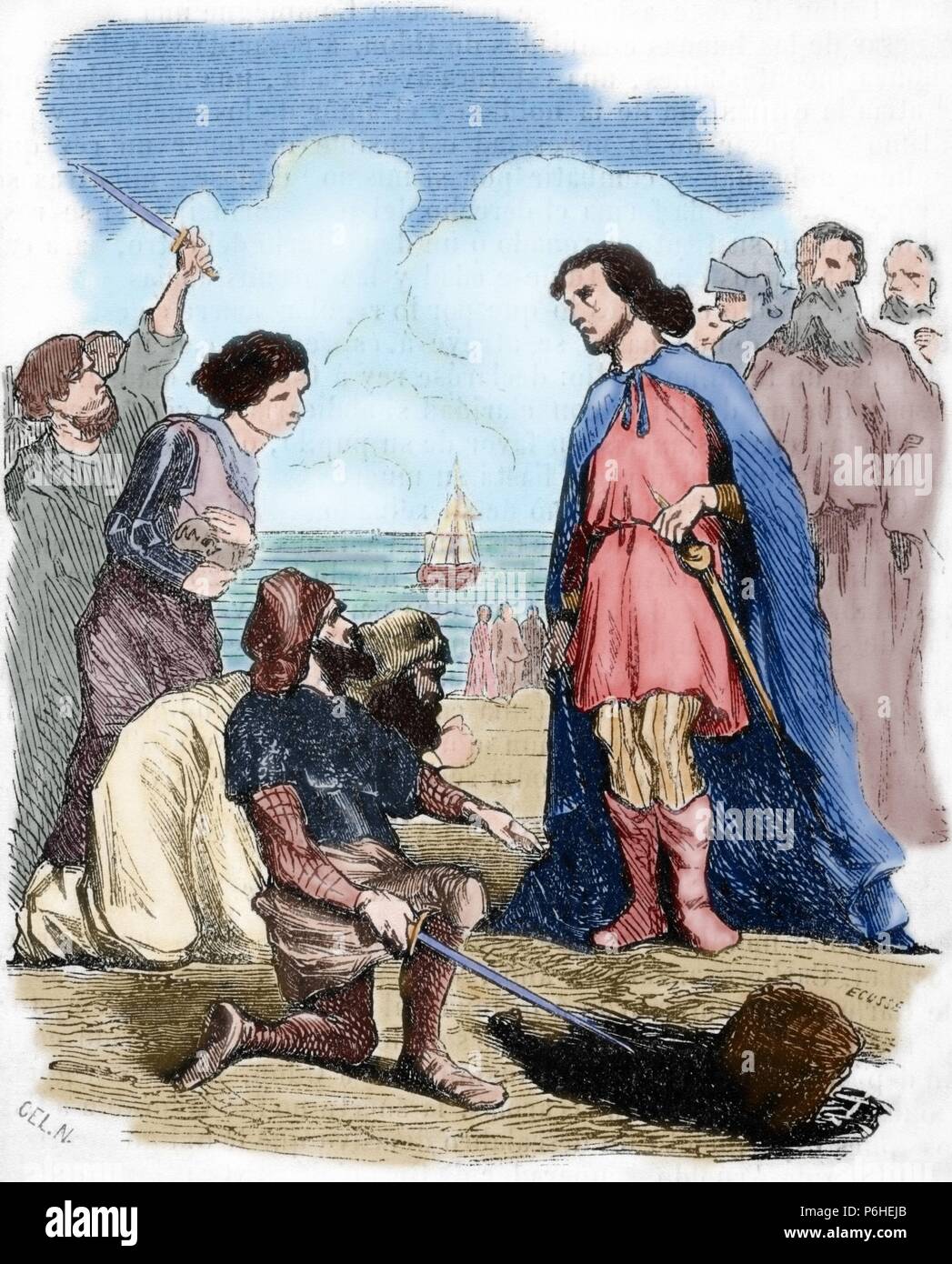 Louis IV (920-954). King of France. Arrival of Louis IV at England ...