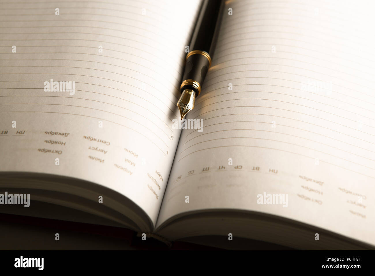 diary with fountain pen on white close-up Stock Photo - Alamy