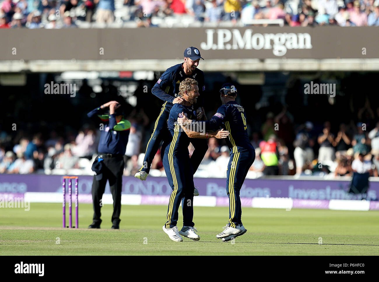 Hampshire's Gareth Berg celebrates after Kent'Â€Â™s Sam Billings (not ...