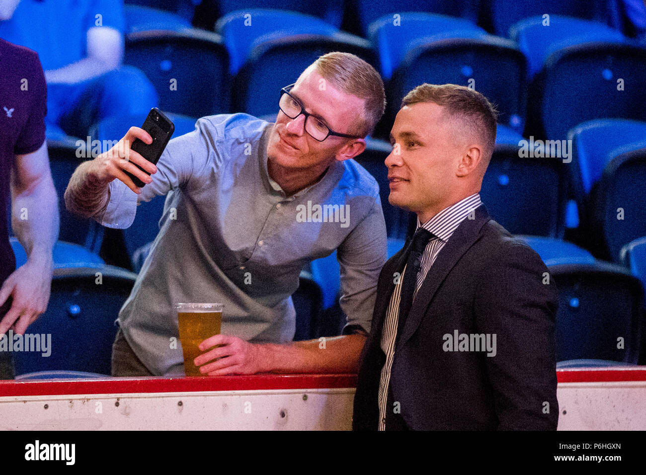 Boxer Carl Frampton (right) poses for a selfie with a fan at the SSE ...