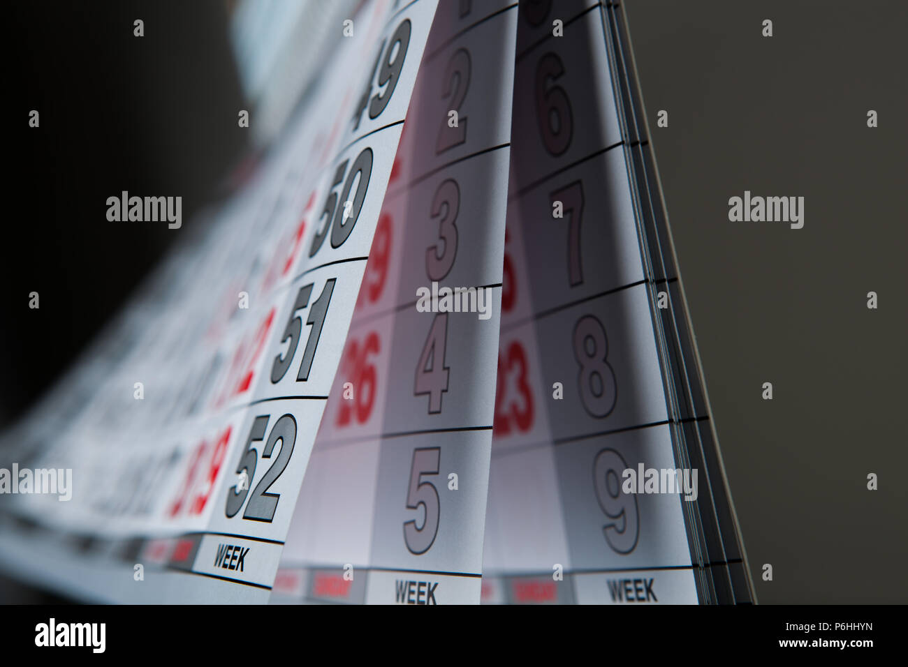 wall calendar calendar with the number of days close-up Stock Photo - Alamy