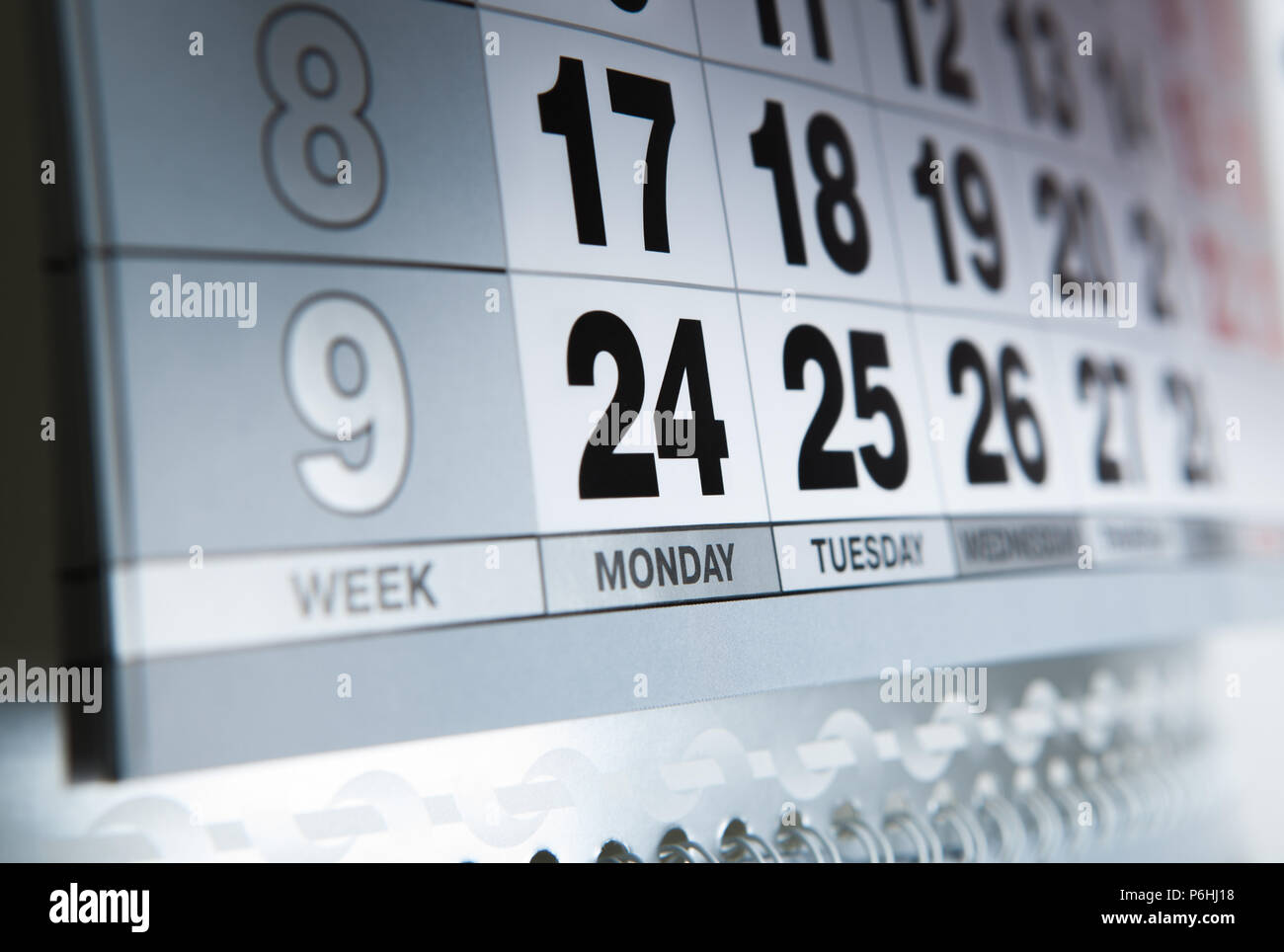 wall calendar calendar with the number of days close-up Stock Photo - Alamy