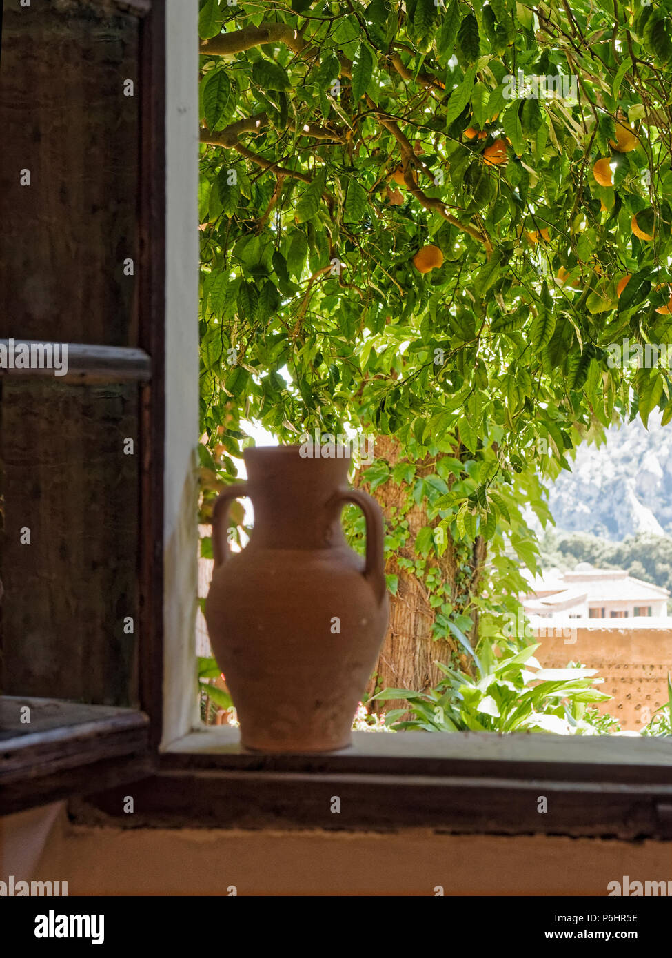 The view from the window in the monastery cell in Valldemossa, Majorca ...
