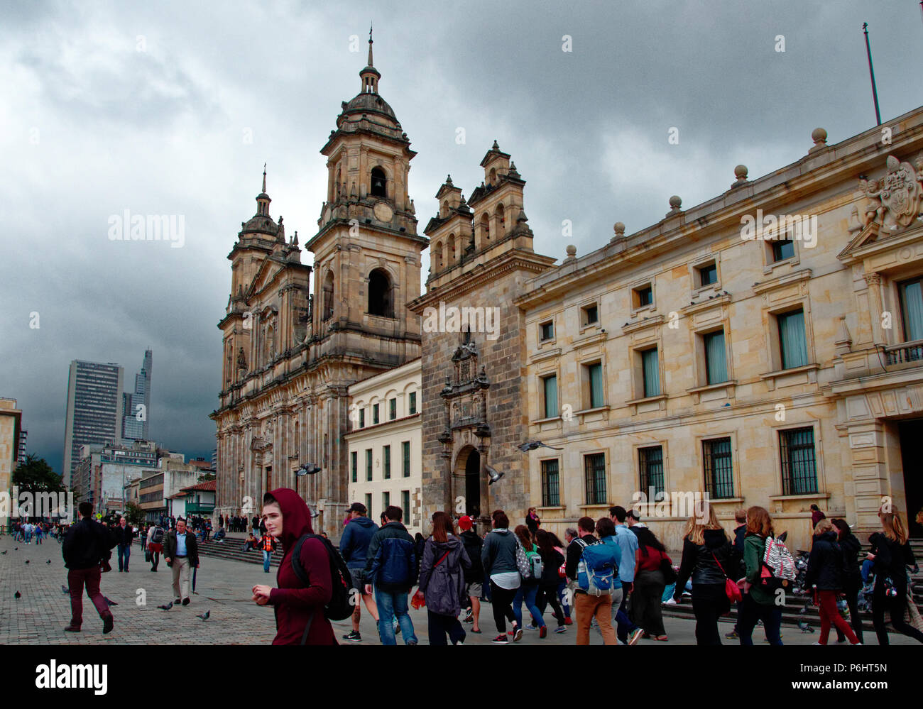 The Primatial Cathedral of Bogotá, Bolivar Square, Bogota, Colombia ...