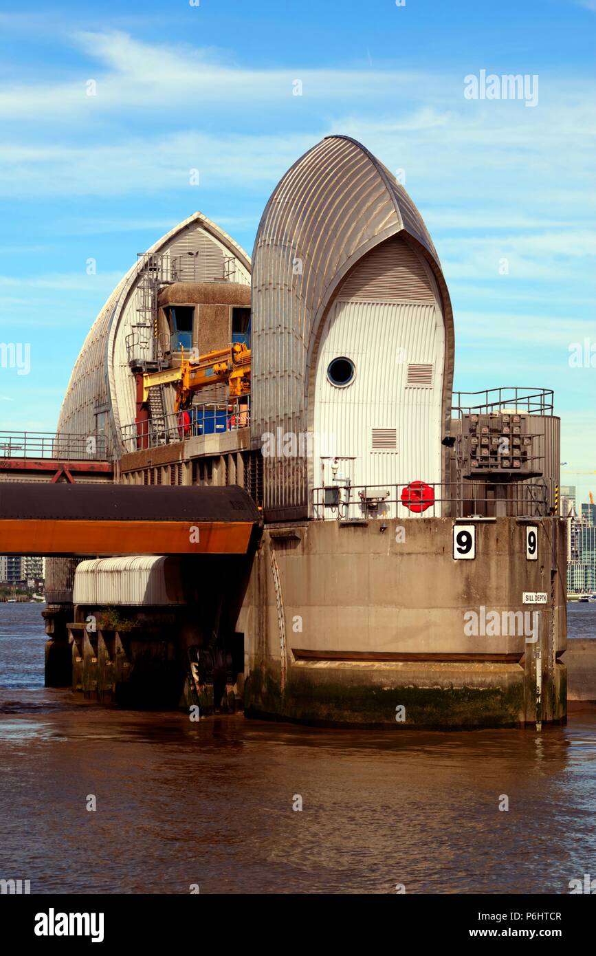 London, United Kingdom - June 23, 2018: Single pier of Thames Barrier ...