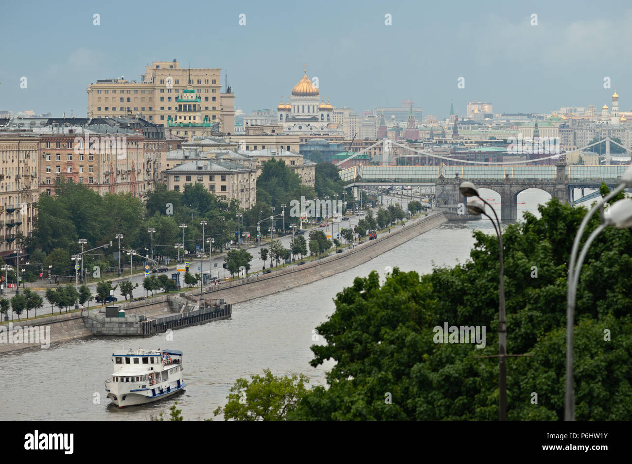 Russian weather, Moscow. Saturday, June 30, 2018. The Moscow-river and ...